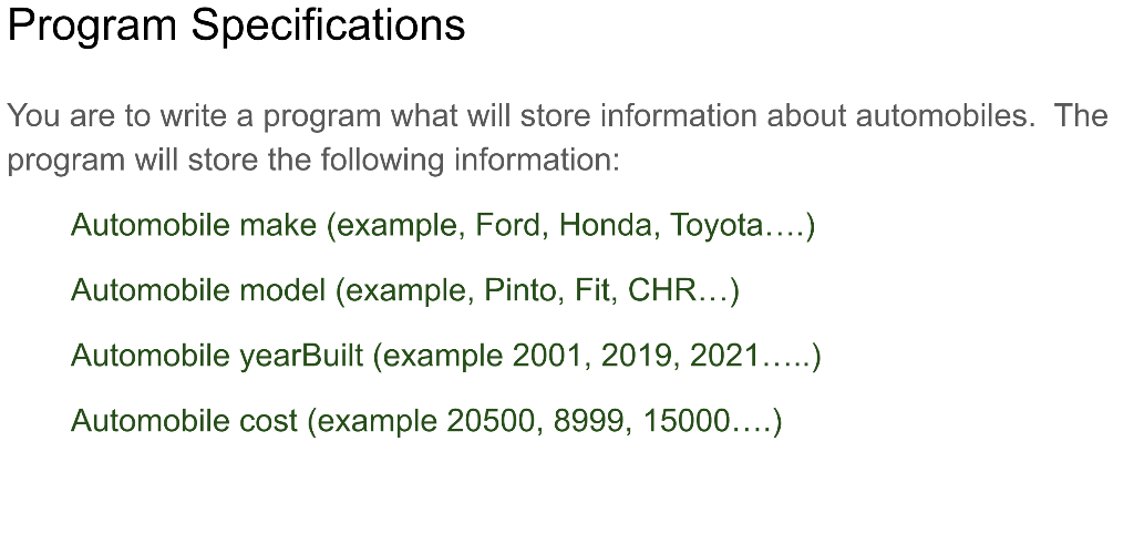 Solved Program Specifications You are to write a program | Chegg.com