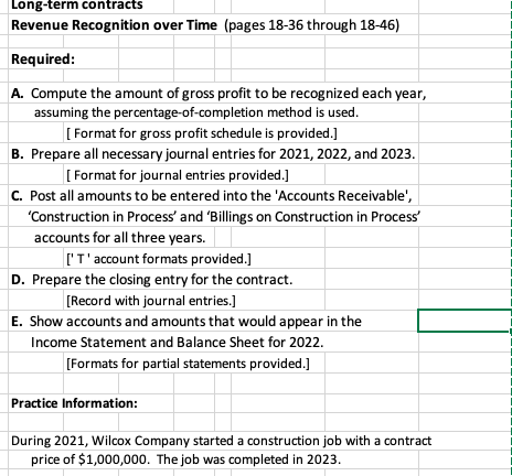 Solved Long-term contracts Revenue Recognition over Time | Chegg.com