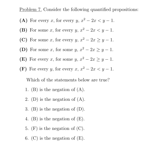 Solved Problem 7. Consider the following quantified | Chegg.com