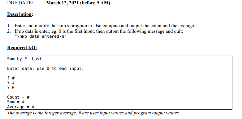 Solved DUE DATE: March 12, 2021 (before 9 AM) Description: | Chegg.com