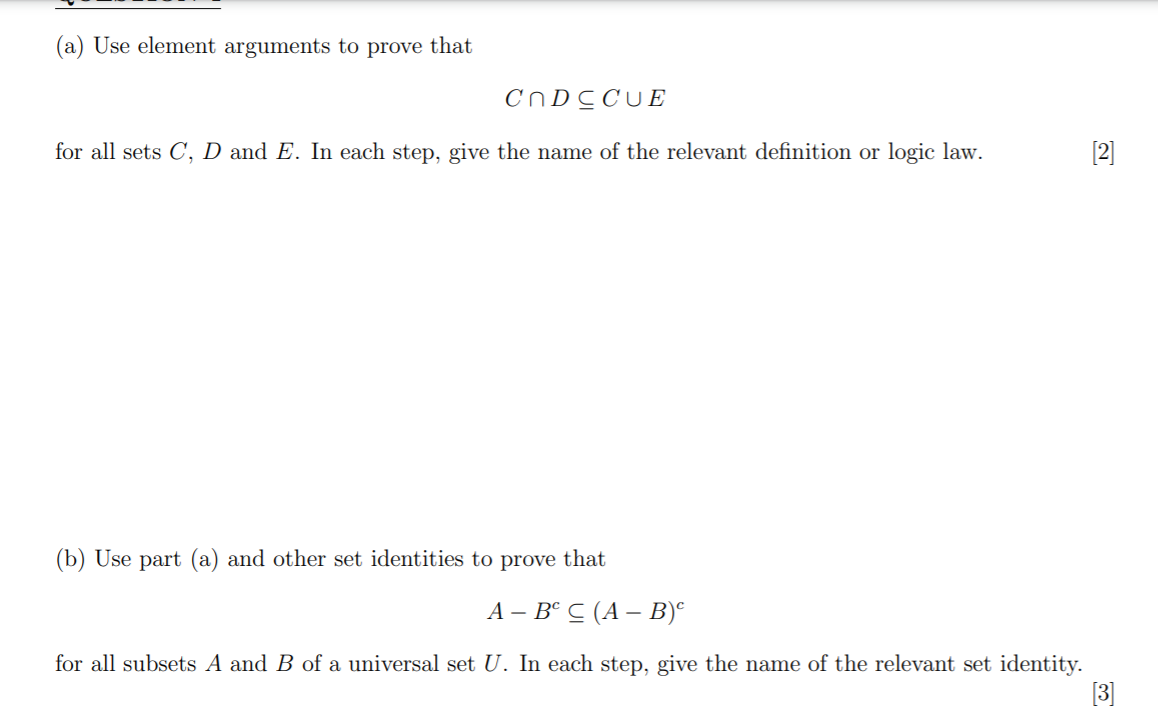 Solved (a) Use element arguments to prove that CADCCUE for | Chegg.com