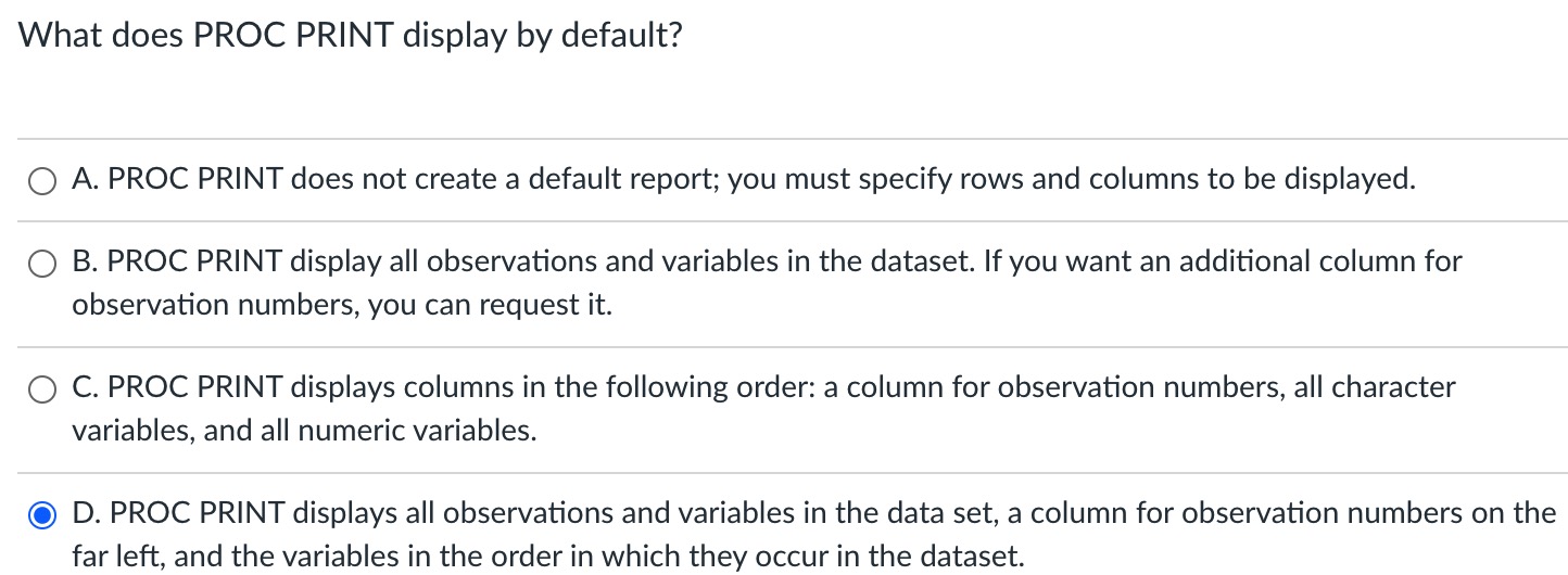 Solved Which of the following pieces of information does SAS | Chegg.com
