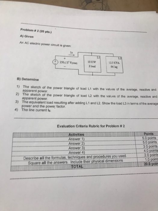 Solved Problem # 2 (20 pts.) A) Given An AC electric power | Chegg.com