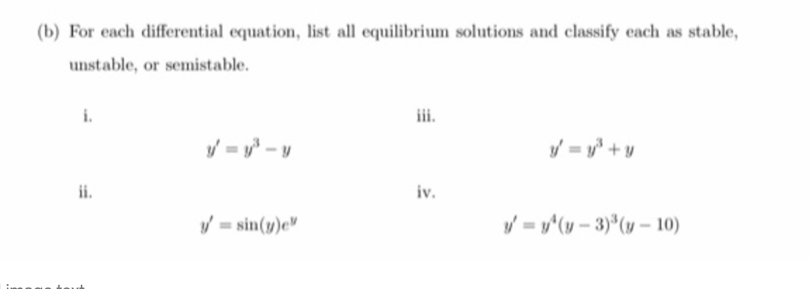 Solved (b) For each differential equation, list all | Chegg.com