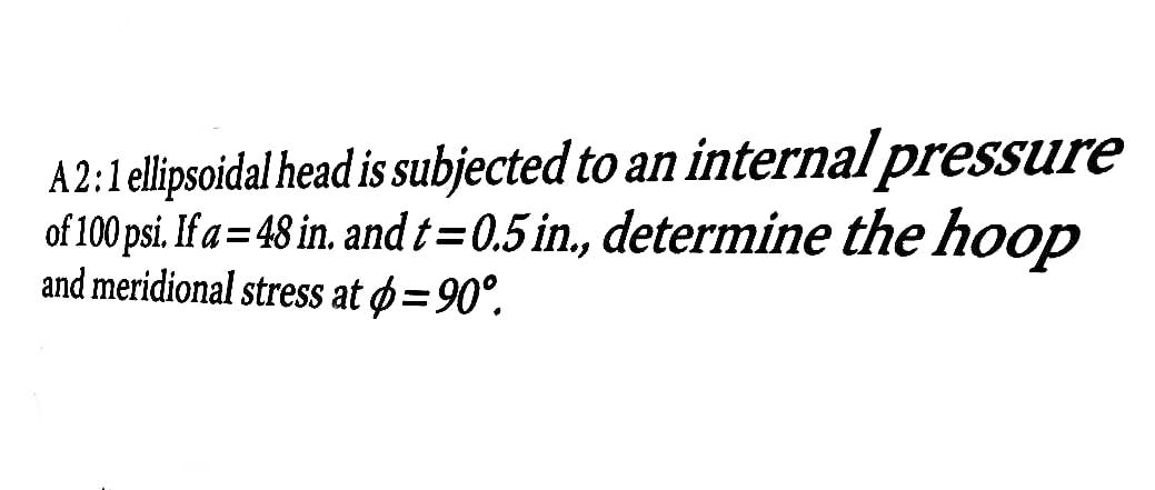 A 2:1 ellipsoidal head is subjected to an internal | Chegg.com