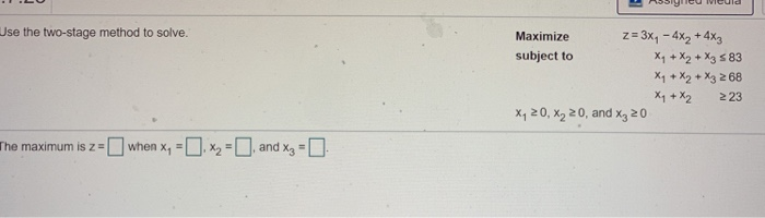 Solved two stage simplex method please help with steps. i | Chegg.com
