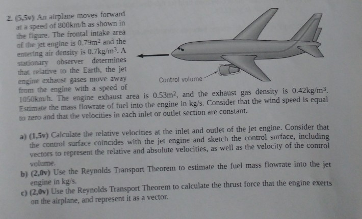 Solved 2 (5,5v) An airplane moves forward at a speed of | Chegg.com