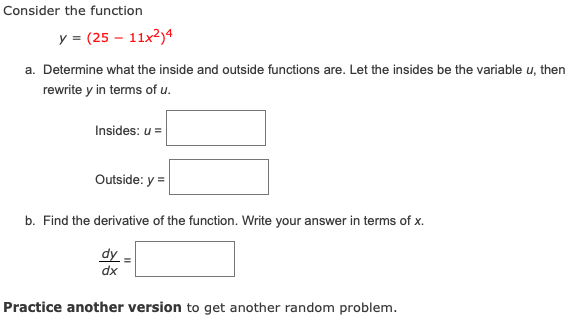 Solved Consider the function y = (25 - 11x234 a. Determine | Chegg.com