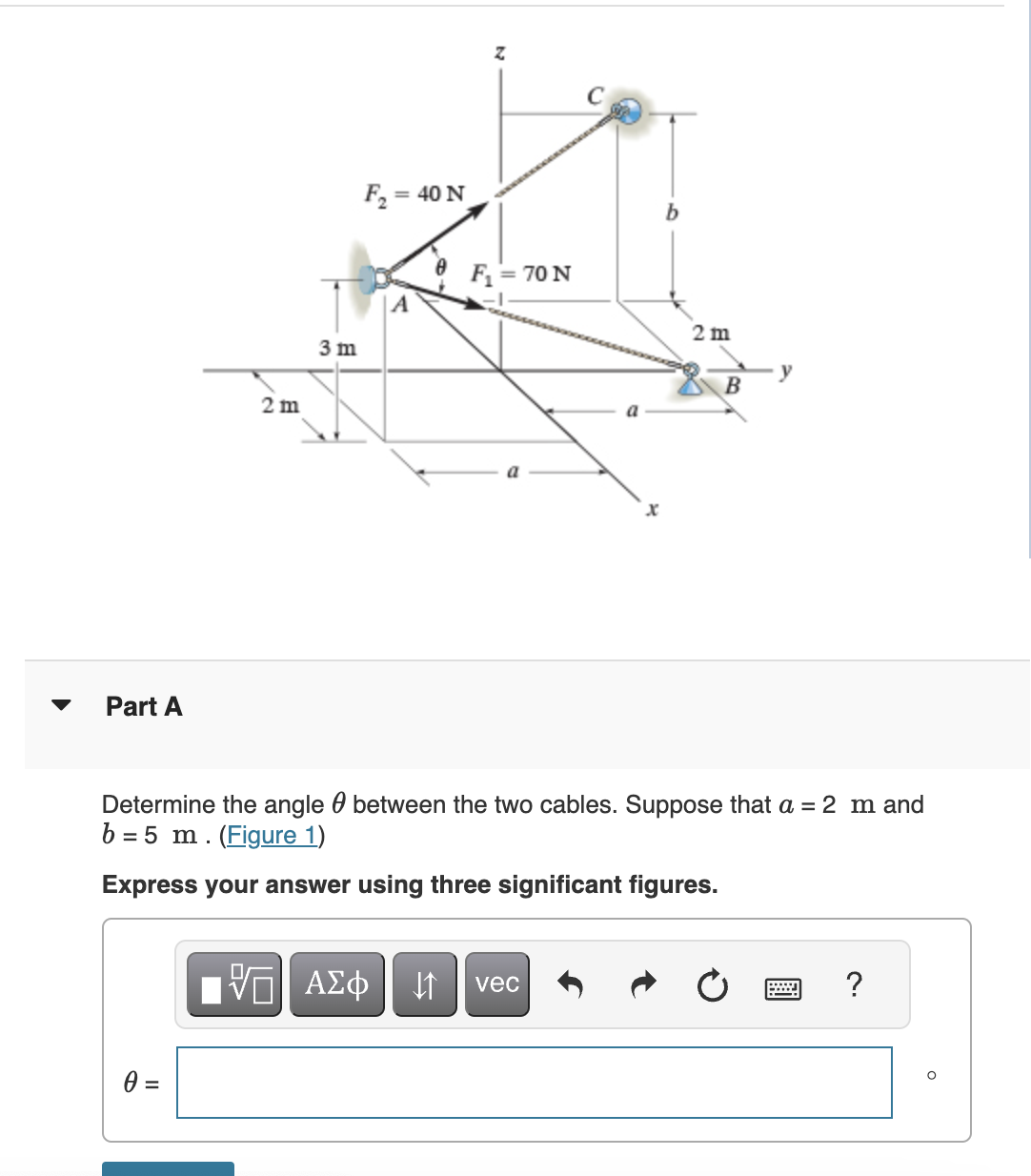 Solved Determine The Angle θ Between The Two Cables Suppose