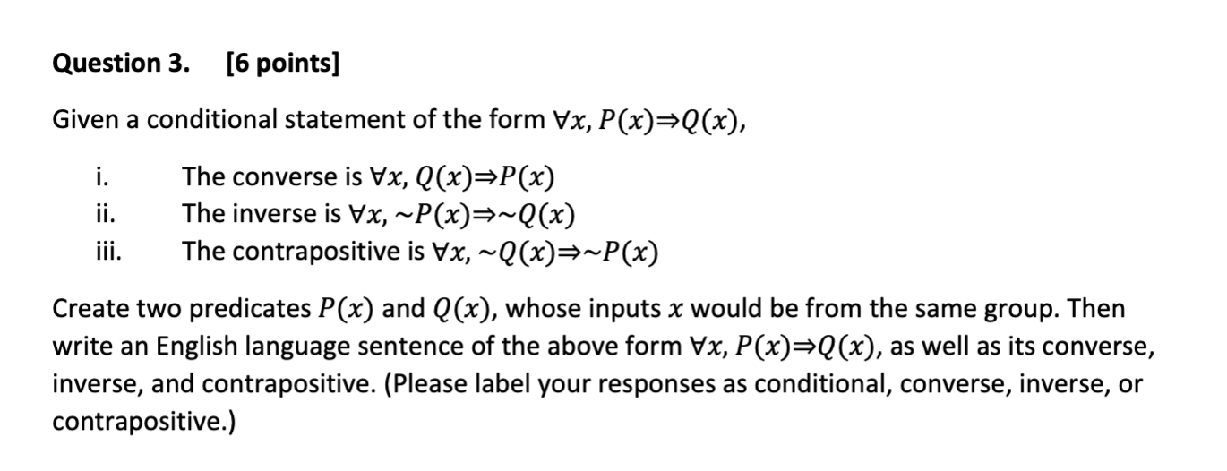 Solved Given a conditional statement of the form | Chegg.com