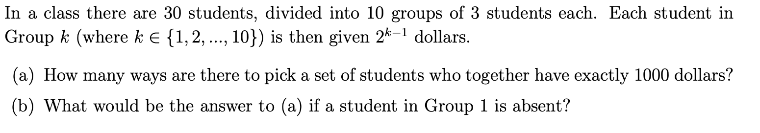 Solved In a class there are 30 students, divided into 10 | Chegg.com