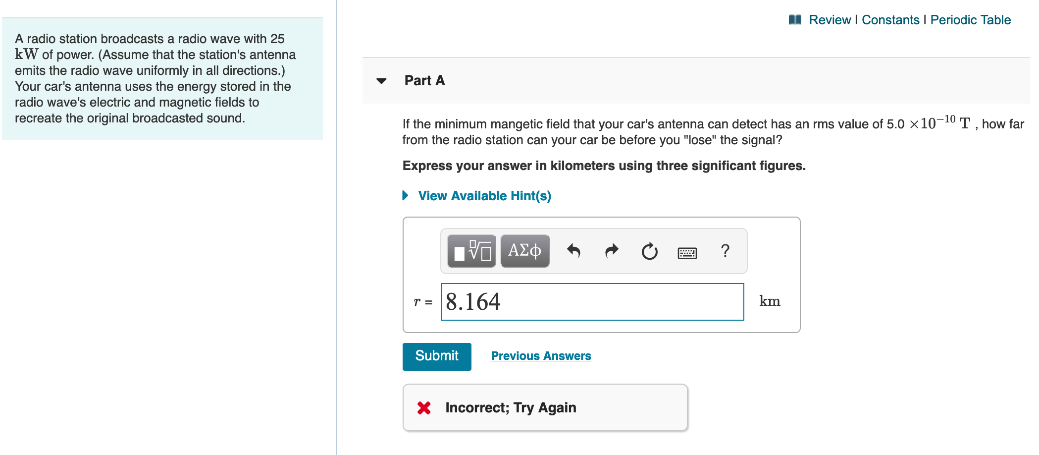 Solved A Review | Constants 1 Periodic Table A radio station | Chegg.com