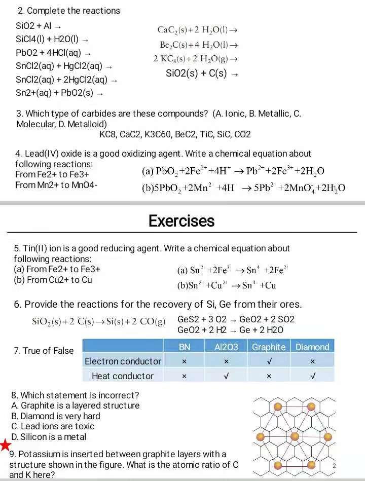 Solved 2. Complete the reactions SiO2 + Al SICI41) + H2O(0) | Chegg.com