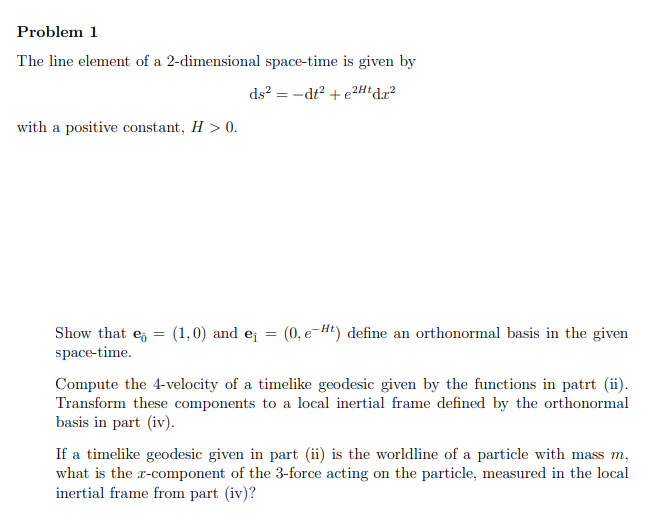Solved Problem 1 The line element of a 2-dimensional | Chegg.com