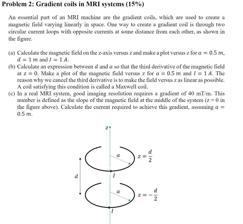 Solved Problem 2: Gradient coils in MRI systems (15%) An | Chegg.com