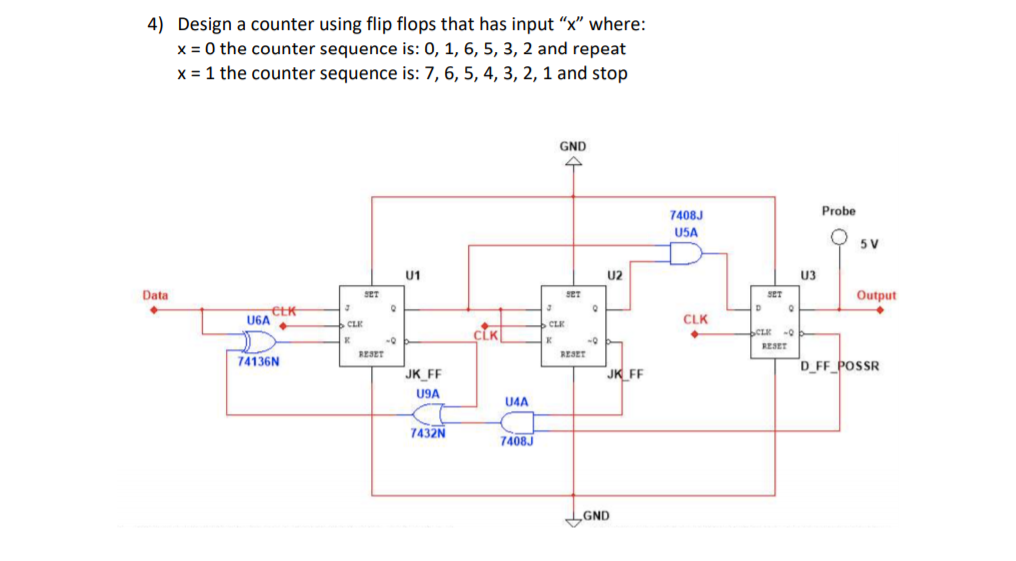 Solved 4) Design a counter using flip flops that has input | Chegg.com