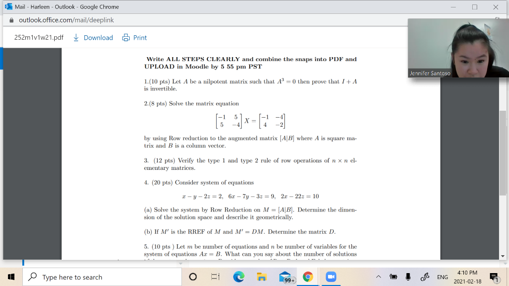 Solved Mail - Harleen - Outlook - Google Chrome | Chegg.com