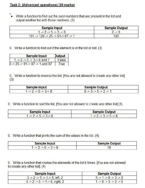 Solved Task 3: (Advanced operations) (20 marks) • Write a | Chegg.com