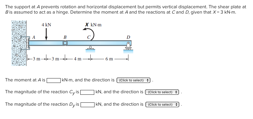 Solved The support at A prevents rotation and horizontal | Chegg.com