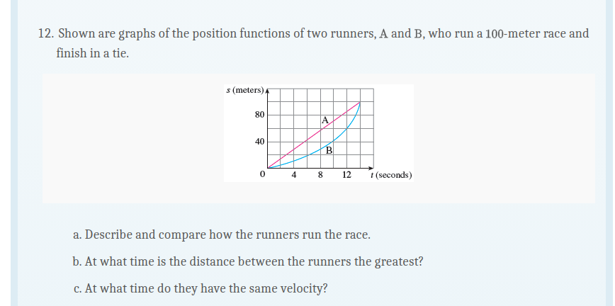 Solved 12. Shown are graphs of the position functions of two | Chegg.com