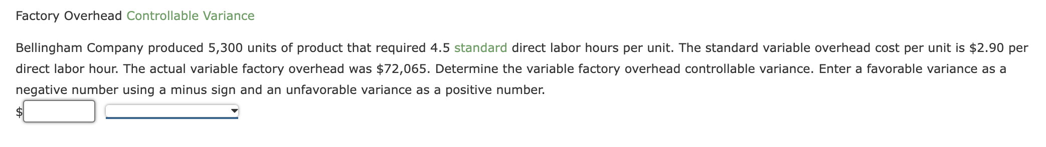 Solved Factory Overhead Controllable Variance direct labor | Chegg.com