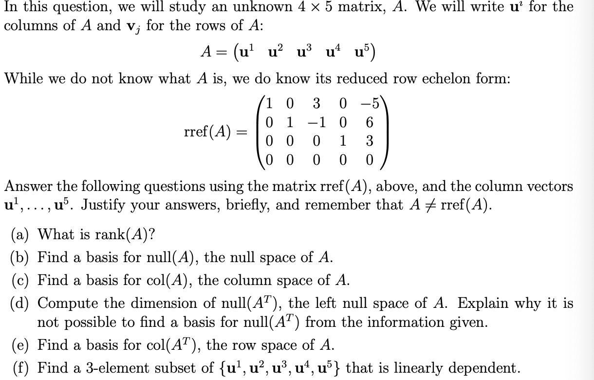 Solved In this question, we will study an unknown 4 x 5 | Chegg.com