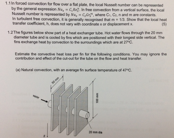 Solved 1.1 In forced convection for flow over a flat plate, | Chegg.com