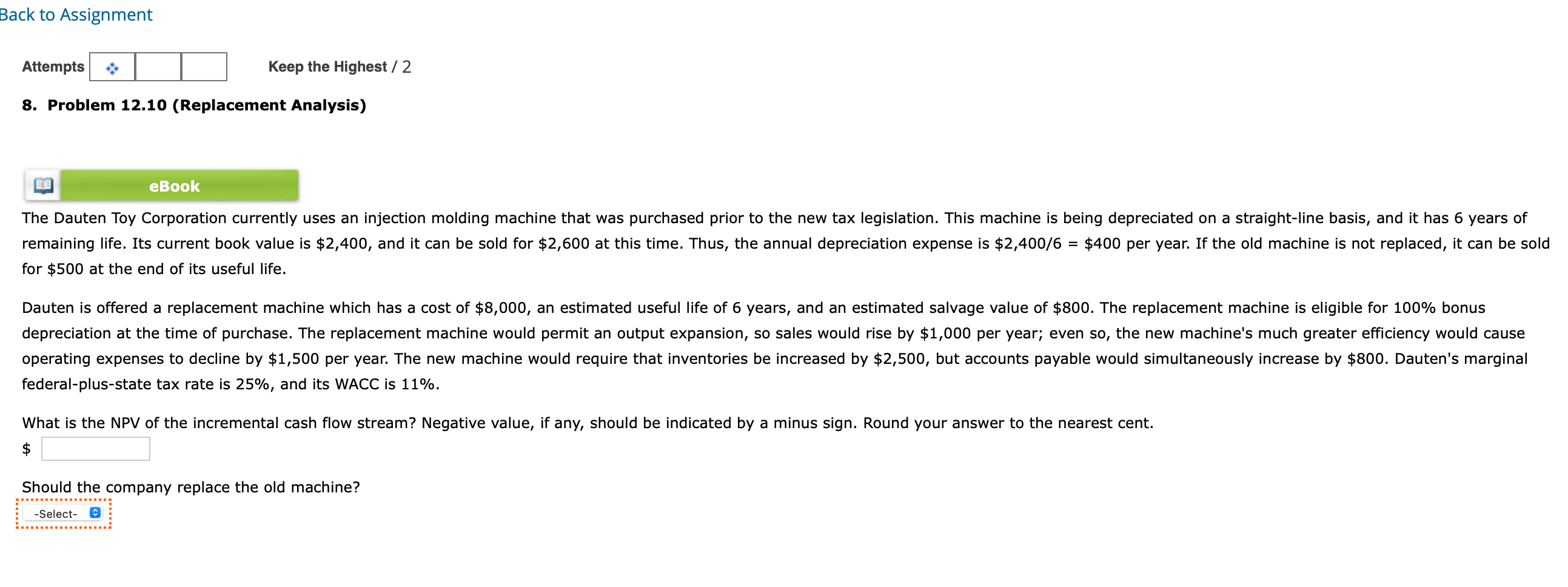 Solved Back to Assignment Attempts Keep the Highest / 2 8. | Chegg.com