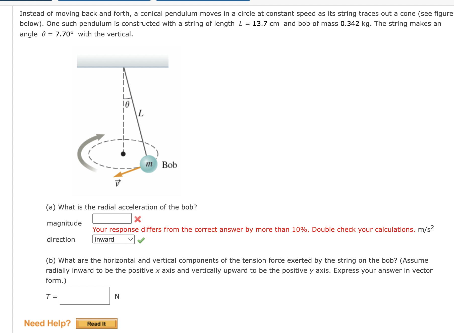 Solved Instead of moving back and forth, a conical pendulum | Chegg.com