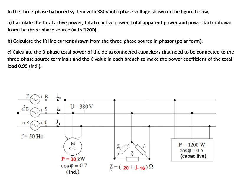 Solved In the three-phase balanced system with 380V | Chegg.com