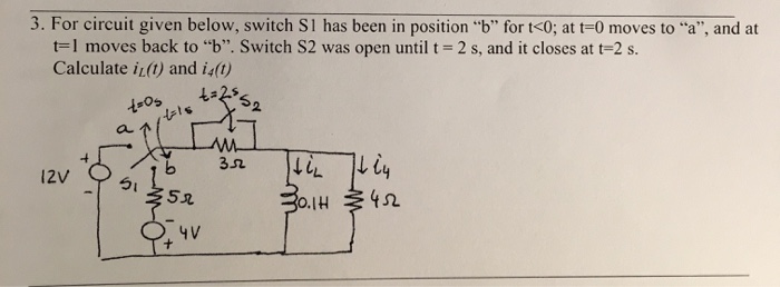 Solved For circuit given below, switch s1 has been in | Chegg.com