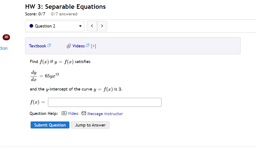 Solved Hw 3 Separable Equations Score 0 70 7 Answered Find