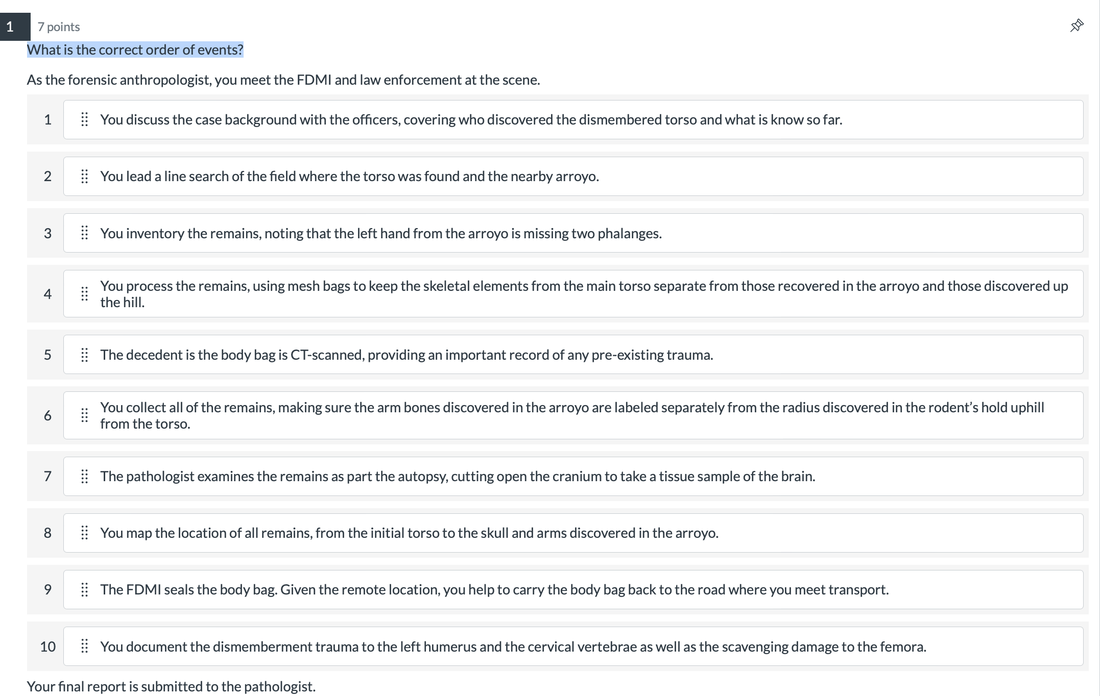 Solved What is the correct order of events?As the forensic | Chegg.com