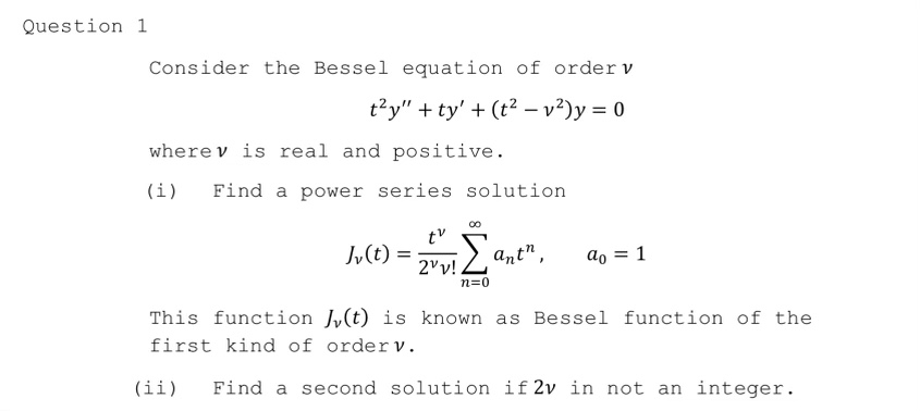 Solved Consider the Bessel equation of order v | Chegg.com