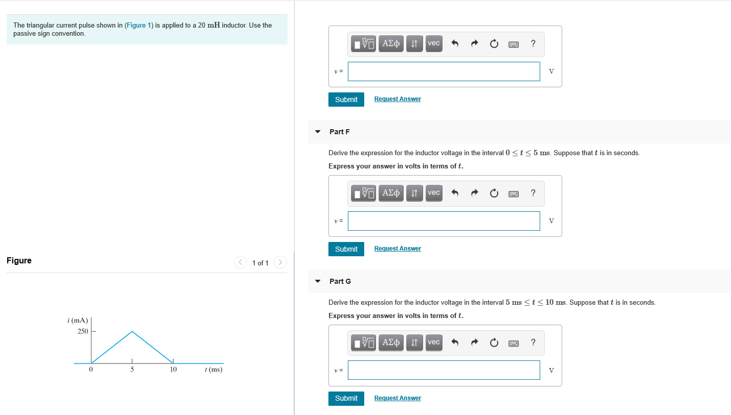 Solved The triangular current pulse shown in (Figure 1) is | Chegg.com