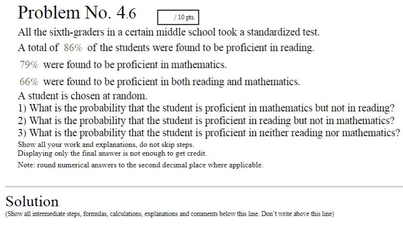 Solved Problem No. 4.6 All the sixth-graders in a certain | Chegg.com