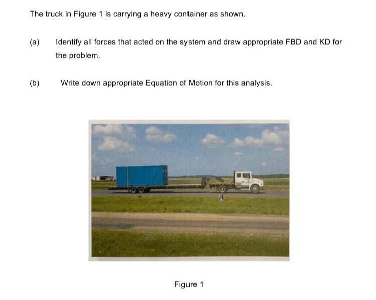 Solved The truck in Figure 1 is carrying a heavy container | Chegg.com
