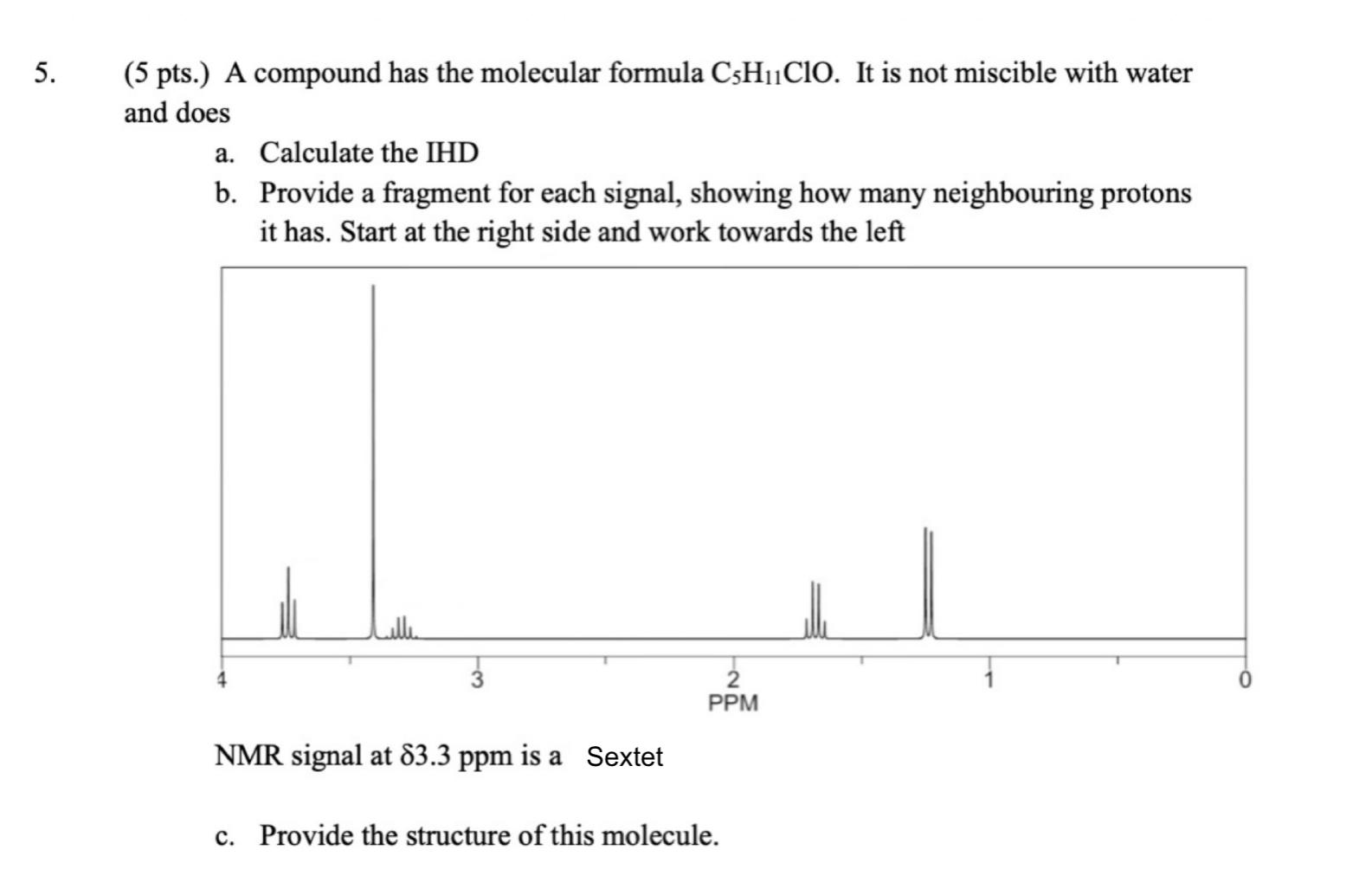 Solved (5 pts.) A compound has the molecular formula | Chegg.com
