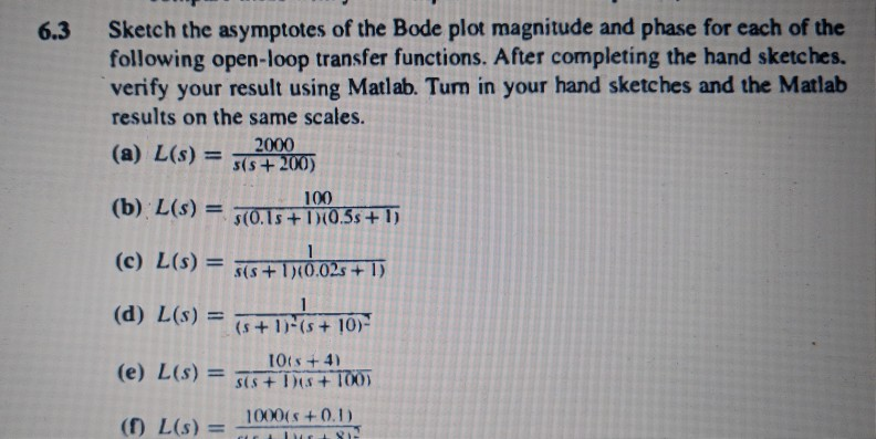 Solved Sketch the asymptotes of the Bode plot magnitude and | Chegg.com
