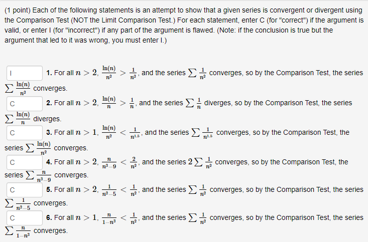 Solved (1 point) Each of the following statements is an | Chegg.com