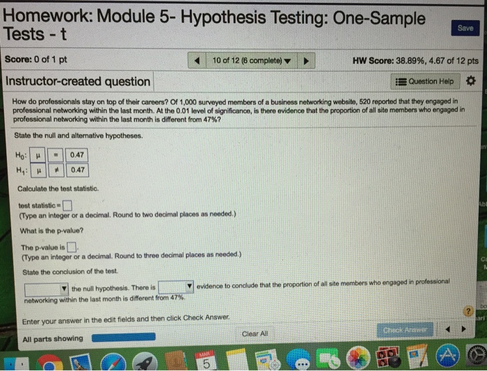 Solved Homework Module 5 Hypothesis Testing One Sample
