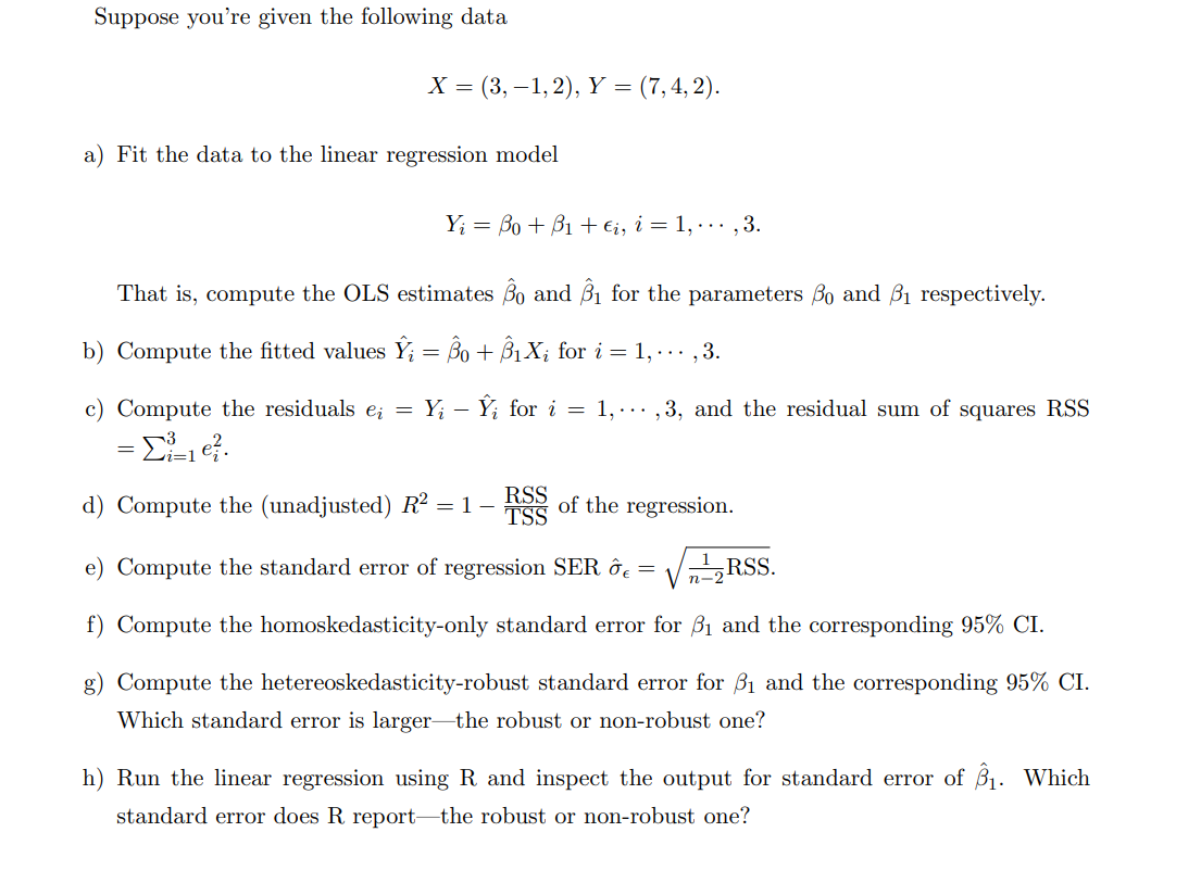 Solved Suppose you're given the following data X = (3,-1, | Chegg.com