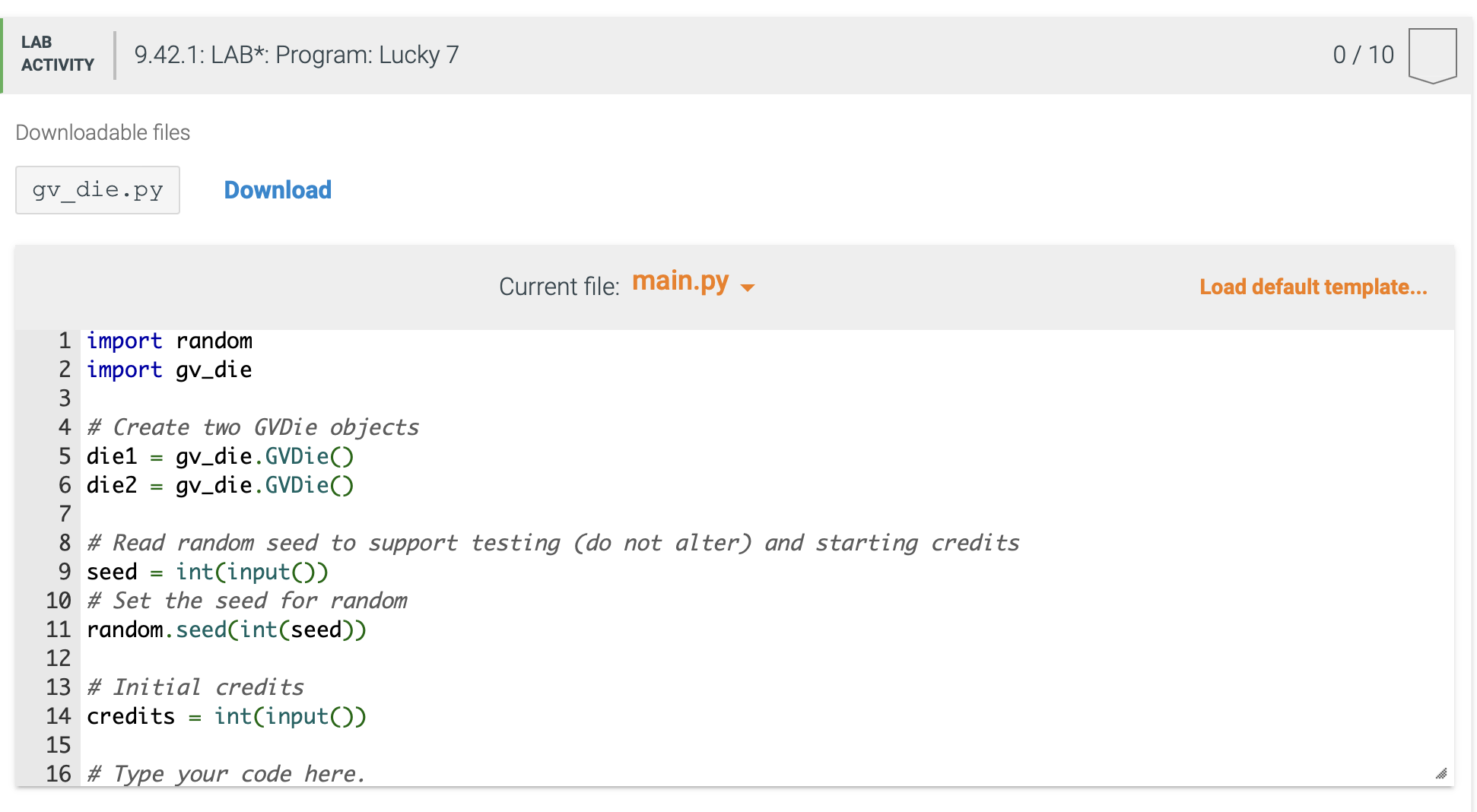 Solved I need help with a zybooks lab. The problem is | Chegg.com