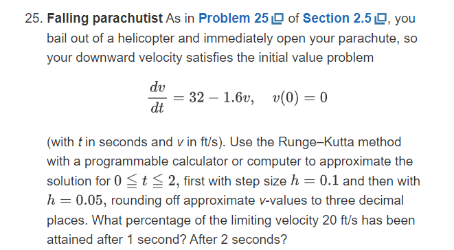 Solved 25. Falling parachutist As in Problem 25 of Section | Chegg.com