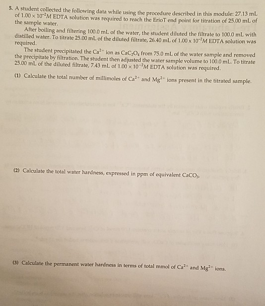 5. A student collected the following data while using | Chegg.com