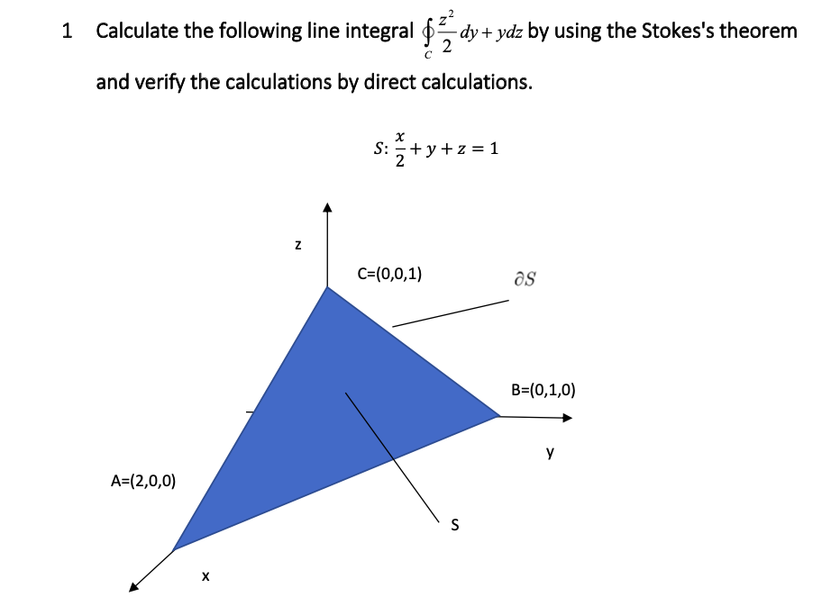 Solved 1 Calculate the following line integral $ dy + ydz by | Chegg.com