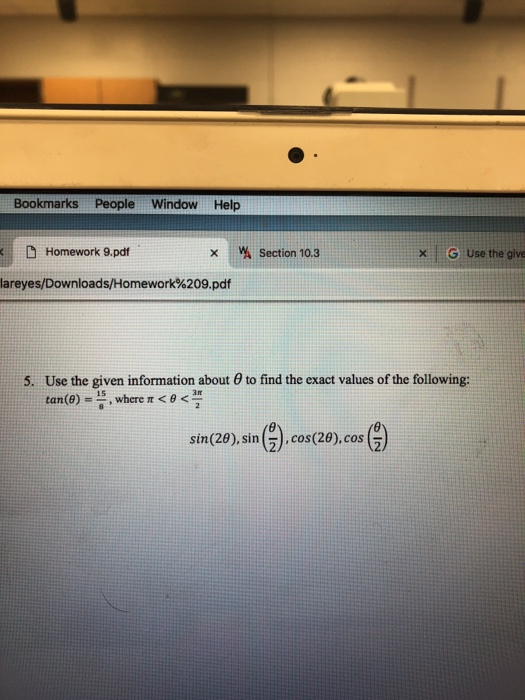 Solved Bookmarks People Window Help Homework 9.pdf Section | Chegg.com