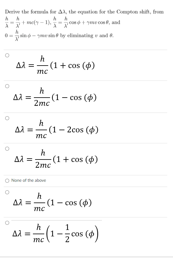 Solved Derive the formula for Δλ, the equation for the | Chegg.com