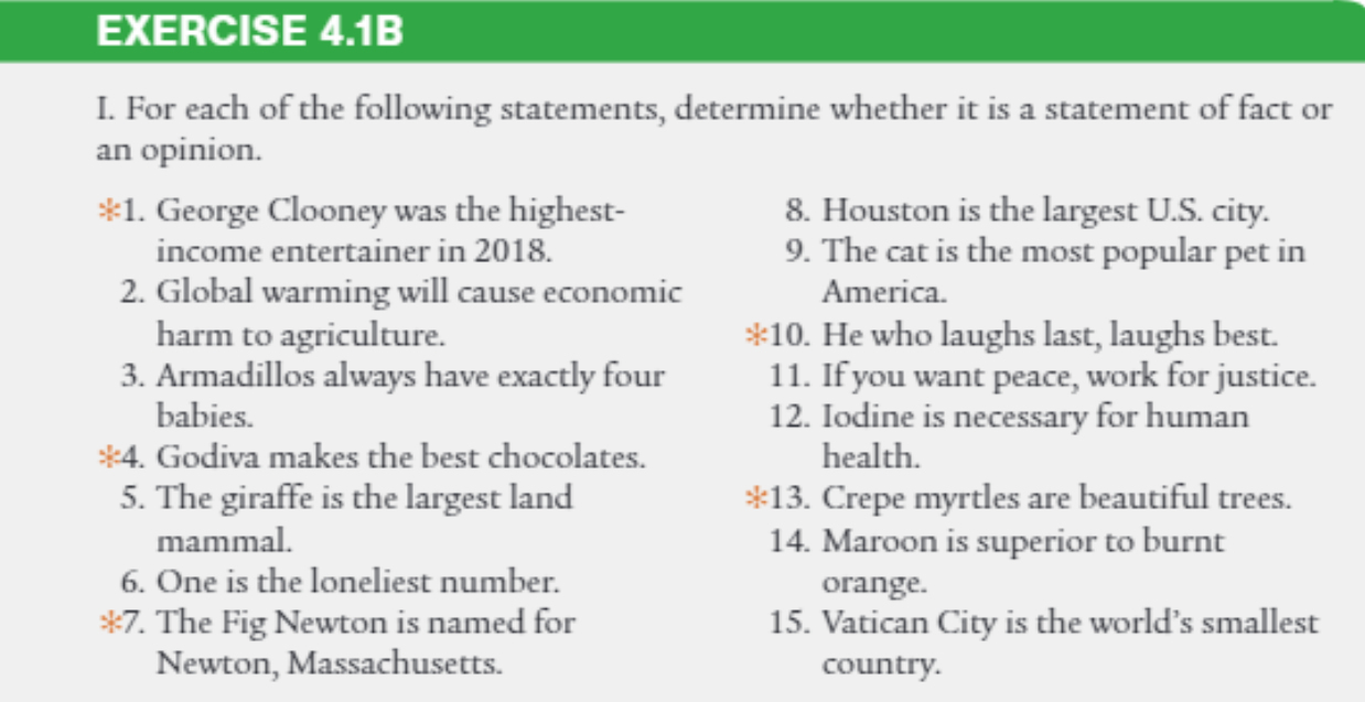 Solved I. For each of the following statements, determine | Chegg.com