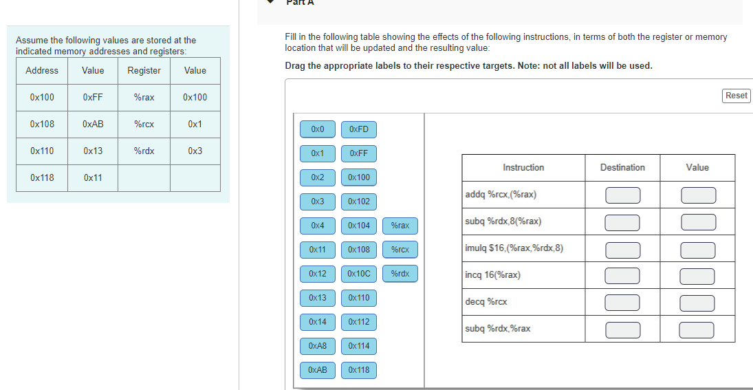Solved Assume the following values are stored at the Fill in | Chegg.com Solved Assume the following values are stored at the Fill in | Chegg.com